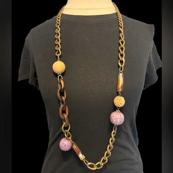 Jewelry | Vintage Bronze Toned Long Length Chain Charms Necklace | Poshmark